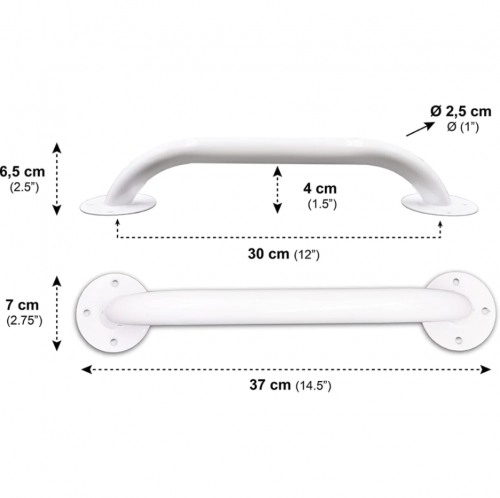 12" Bathroom Grab Rail - White